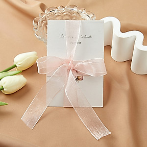 JINGLESTAR 1 Inch Wide Sheer Chiffon Ribbon - Pearl Silk Woven Ribbon Suitable for Gift Wrapping, Wedding Decor, Home Decor, Girl Hair Accessories Handmade DIY (25 Yards/roll) (Baby Pink)