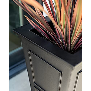 Veradek Fairmont Tall Plastic Planter - Large Outdoor Planter for Front Porch | Crack Resistant All-Weather Use | Classic Estate Design for Tall Plants, Flowers, Trees