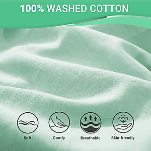 Sasttie Sage Green Duvet Cover Queen, Ultra Soft Prewashed Queen Duvet Cover Set, 3 Pieces, 1 Duvet Cover with Zipper Closure and Corner Ties (90''x90''), 2 Pillowcases (20''x 30'')