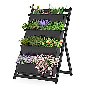 FLEXIMOUNTS Vertical Raised Garden Bed,4Ft Freestanding Elevated Garden Planters with 4 Drainage Container Boxes, fit to Grow Herb Vegetables Flowers on Patio Balcony Greenhouse Garden