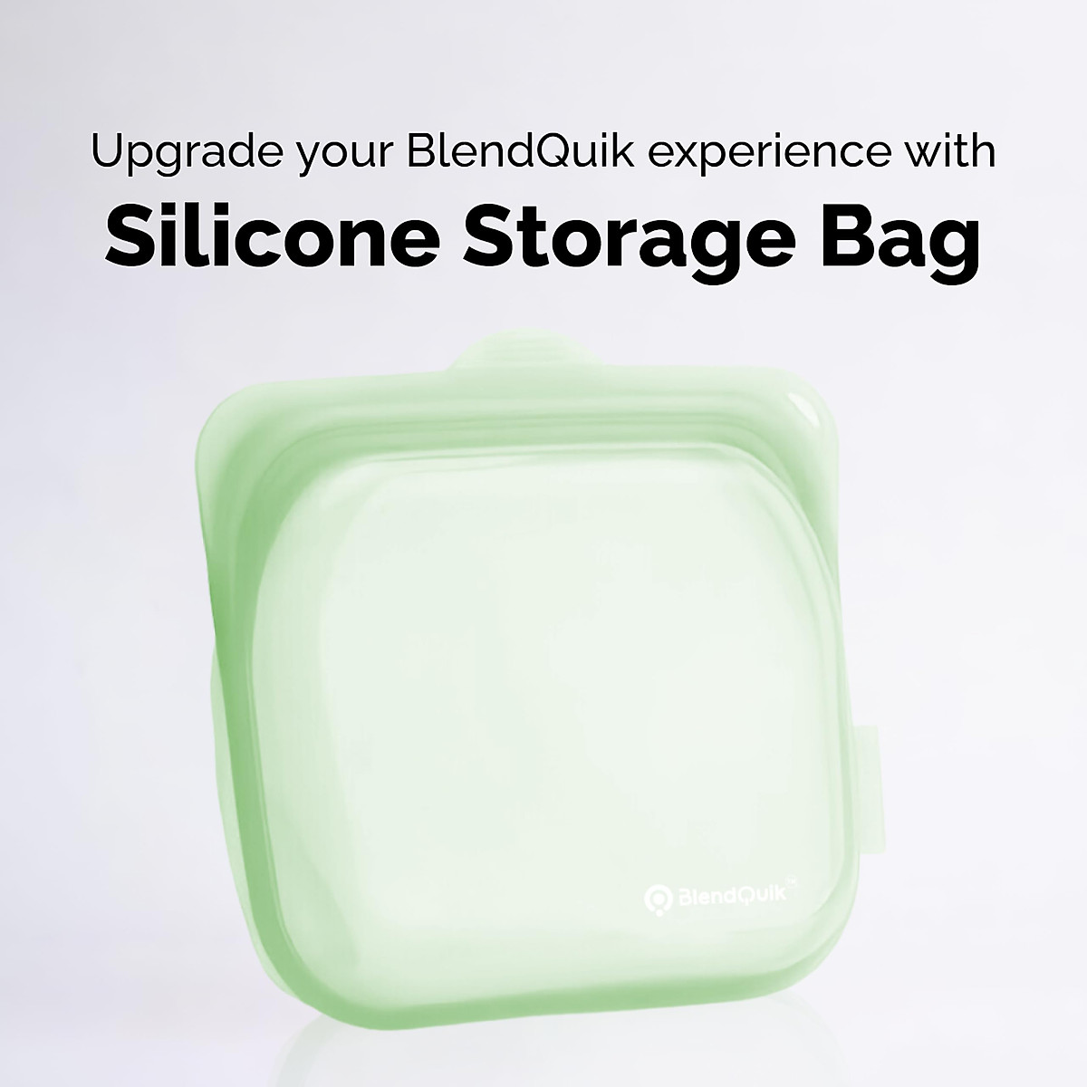 BlendQuik, Reusable Silicone Food Storage Bags, 1000 ml Capacity, Leak Proof Freezer Silicone Bags, Easy To Clean Reusable Travel Bag, Green