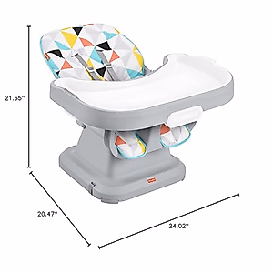 Fisher-Price SpaceSaver Simple Clean High Chair Baby to Toddler Portable Dining Seat with Removable Tray Liner, Windmill