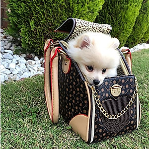 Adriene's Choice Luxury Pet Carrier, Puppy Small Dog Carrier, Cat Carrier Bag, Waterproof Premium PU Leather Carrying Handbag for Outdoor Travel Walking Hiking Shopping…