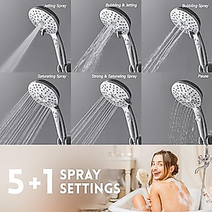 Ryamen Dual Shower Head Combo, 8'' High Pressure Rain/Rainfall Shower Head,5 Settings Adjustable Handheld Showers,with 15" Height Adjustable Slide Bar,Holder/Hose, Angle Adjustable, Chrome