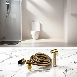 Handheld Bidet Sprayer For Toilet, Stainless Steel Cloth Diaper Spraying Kit, Bathroom Toilet Bidet Attachment Set Brushed Gold Brass Toilet Bidet Spray Set