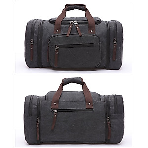 Duffle Bag for Travel, Large Canvas Duffel Bag for Travelling Overnight Weekender Bag Carry On Bag for Men Women Black