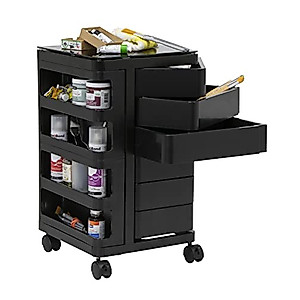 SD STUDIO DESIGNS Kubx Rotating 4-Sided Mobile Storage Organizer with Glass Top Multiple Compartments