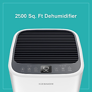 Kesnos 2500 Sq. Ft Dehumidifier for Home with Drain Hose and 0.6 Gallon Water Tank - Intelligent Touch Control and Low Noise, 24 Hr Timer Ideal for Basements, Bedrooms, Bathrooms, and Laundry Rooms