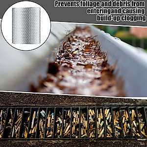 Gutter Guard Mesh 5 Inch x 20 Feet Aluminum Gutter Guard from Leaves Gutter Covers Screen Leaf Gutter Guard Protection for DIY Cutting Leaf Rain Gutter Guards, Silver