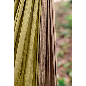 THREE VIKINGS Premium Camping Hammock with Tree Straps - Single and Double Person - Travel Backpacking Portable Outdoor Gear - Olive & Khaki - Double Person