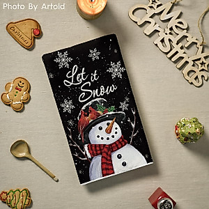 Artoid Mode Black Snowman Let It Snow Xmas Trees Hello Winter Kitchen Towels Dish Towels, 18x26 Inch Daily Seasonal Christmas Decoration Hand Towels Set of 2