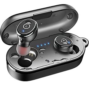TOZO T10 Bluetooth 5.3 Wireless Earbuds with Wireless Charging Case IPX8 Waterproof Stereo Headphones in Ear Built in Mic Headset Premium Sound with Deep Bass for Sport Black (Renewed)