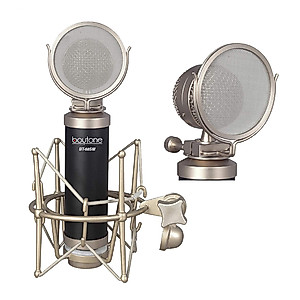 Boytone, Professional Studio Recording Podcast Condenser, Metal Shock Mount, Anti-Wind Cap (BT-68SM)