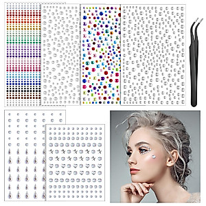 Face Gems Stick On, 2089 Pcs Face Jewels for Makeup Festival Concert Face Stickers Self Adhesive Rhinestone Stickers for Face Hair Eye Nail Crafts