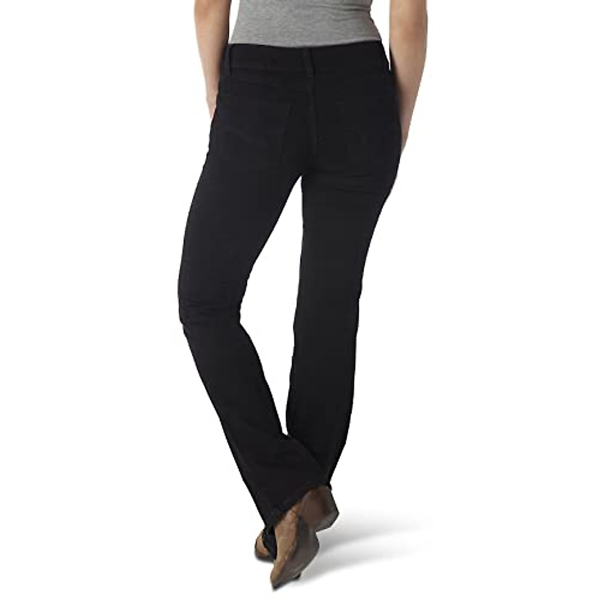 Wrangler Women's Western Mid Rise Stretch Boot Cut Jean, Black, 7W x 32L