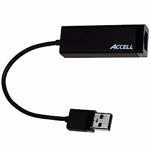 Accell USB 3.0 to Gigabit Ethernet Adapter 1000Mbit/S, Compatible with Windows and macOS, Black (J141B-005B-2)