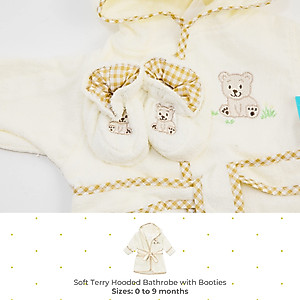 Spasilk 100% Cotton Hooded Terry Bathrobe with Booties — Baby Girl Gifts — Baby Boy Gifts — One Size — Shower Gift