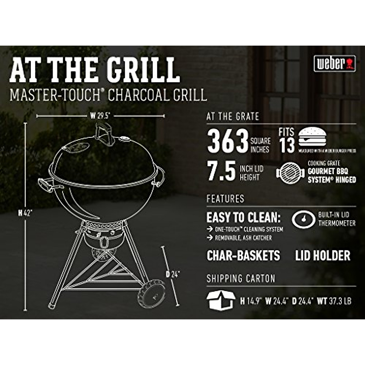 Weber Master-Touch Charcoal Grill, 22-Inch, Black