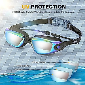 logclub Swim Goggles for Men Women - Adult Swimming Goggles Anti Fog UV Protection No Leak with Ear Plugs