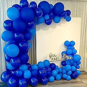 Bezente Royal Blue Latex Party Balloons - 100 Pack 12 inch Round Helium Blue Balloons for Birthday Graduation Baseball Nautical 4th of July Independence Memorial Day Patriotic Party Decorations
