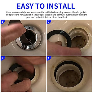 1-3/4-Inch by 2-5/8-Inch Rubber Tub Drain Gasket for Shoe Tub Bathtub Overflow Gasket Stopper, Silicone Bathtub Drains Seal Applied to Bathtub Drains, Sealing Gaskets - Prevent Tub Leakage (10 PCS)