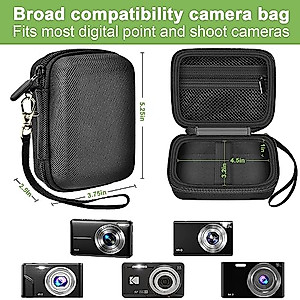 Digital Camera Case Compatible with VAHOIALD FHD 1080P/ for CAMKORY Digital Point and Shoot/for KODAK PIXPRO FZ45-BK 16MP Vlogging/for IWEUKJLO/for Nsoela, Holder for SD Card More- Black (Box Only)