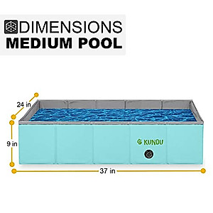 Kundu Rectangular (37" x 24" x 10") Heavy Duty PVC Pets & Kids Outdoor Pool/Bathing Tub - Portable & Foldable - Medium