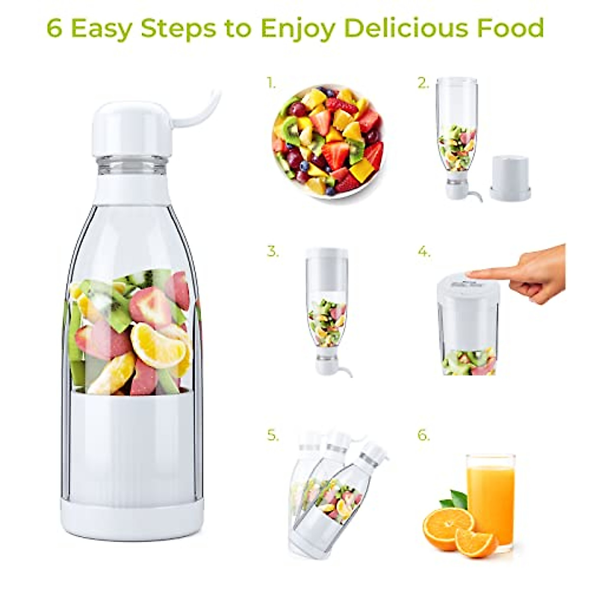 Nakenja Portable Blender Personal Blender for Shakes and Smoothies with 8 Bladed Head, Fruit Mixer USB Blender