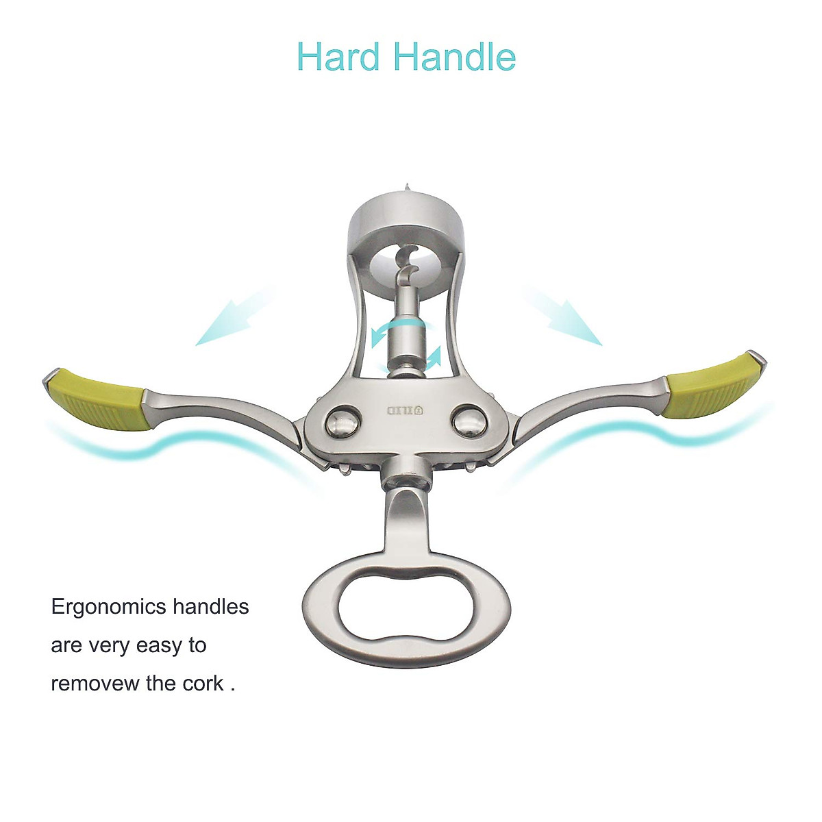 Stainless Steel Wing Corkscrew Wine Opener, Waiters Corkscrew Cork and Beer Cap Bottles Opener Remover, Used in Kitchen Restaurant Chateau and Bars