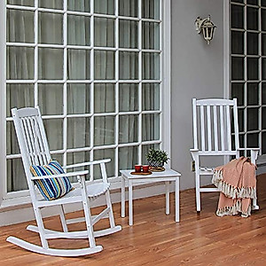 Cambridge Casual Bentley High Back Wooden Front Porch Rocking Chair for Outdoor Patio Furniture, Solid Wood, White