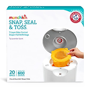 Munchkin® Step Diaper Pail Powered by Arm & Hammer & Arm & Hammer Diaper Pail Refill Rings, 2,176 Count, 8 Pack (272 Count each) & ® Arm and Hammer Diaper Pail Snap, White 20 Count