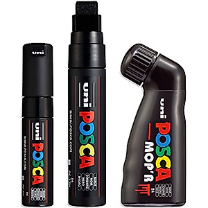 Posca - Broad Nib Paint Marker Pens Set - MOP'R, PC-17K, PC-8K - Black Ink - Pack of 3