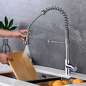 【UPDATED】Pull Down Kitchen Faucet Sprayer Head Replacement Part, 3 Function Pull Out Sink Sprayer Replacement Nozzle, Kitchen Faucet Head Hose Spray Tap Spout, Chrome