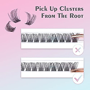 DF Cluster Lashes 144 Pcs D Curl Individual Lash Clusters 10-16mm Mixed DIY Extensions Soft Volume Self-application at Home - Rose 2
