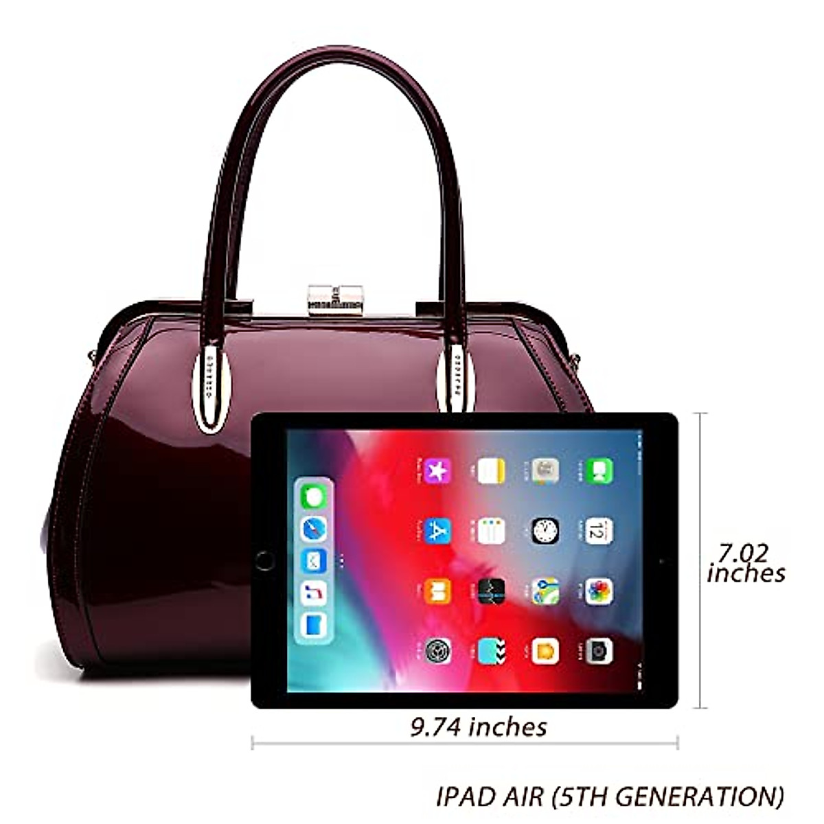 Style Strategy red purses patent handbags for women Top Handle with kiss lock Satchel Shoulder big bags leather crossbody for women