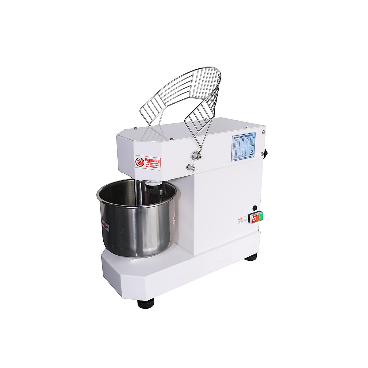 Hakka Commercial Dough Mixer, 5 Qt Spiral Mixer Food Mixer Machine Dual Rotating Dough Kneading Machine with Food-grade Stainless Steel Bowl, Security Shield & Timer