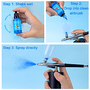 Airbrush Paint Set - 30 Colors Ready to Spray Airbrush Kit with 2 Cleaning Brush, Water Based Acrylic Air Brush Paint for Metal, Plastic Models, Artists - 0.7fl oz