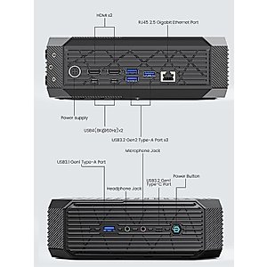 MINISFORUM Neptune Series HX77G Mini PC AMD Ryzen 7 7735HS Desktop Computer, DDR5 32GB RAM+1TB SSD, 2X HDMI & 2X USB4 Quad Outputs, AMD Radeon RX 6600M Discrete Graphics Small PC