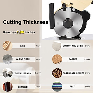 CGOLDENWALL Large Electric Rotary Fabric Cutter Cloth Cutter Cutting Machine Electric Rotary Scissors Industrial Grade for 1 inch Multi-Layer Cloth Fabric Leather Wool Rubber Curtain and Carpet 110V