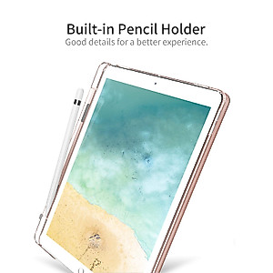 INFILAND Case Compatible with iPad Air 3rd Generation 2019 / iPad Pro 10.5 2017, Translucent Frosted Back Smart Cover Case with Pencil Holder,Rose Gold