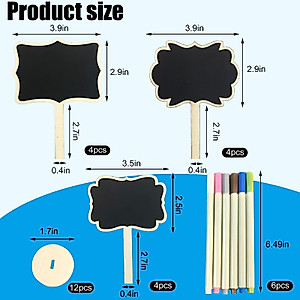 Mini Chalkboard Signs 12pcs 3 Shapes 6 Markers Food Signs Decorate Wedding Table Food Labels for Party Buffet Mini Marker Board Tabletop Chalkboard Sign Food Markers for Buffet Table