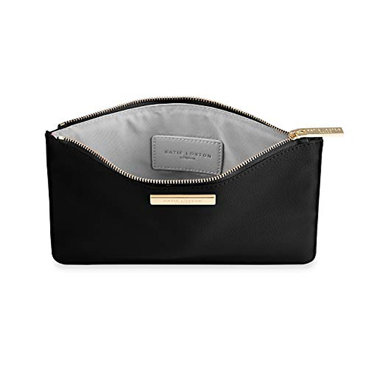 KATIE LOXTON Women's Medium Soft Pebble Vegan Leather Clutch Perfect Pouch Black