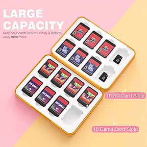 MoKo 16 Game Card Case Compatible with Nintendo Switch/Switch Lite/Switch OLED 2021, Switch Games Holder case for SD Card&Switch Game Card, Switch Game Card Holder Cartridge Storage Box, Orange Dog
