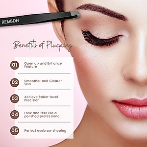 Generic Slant Tweezers - Professional Tweezers for Eyebrows Stainless Steel Slant Tip Tweezer - The Best Precision Eyebrow Tweezers (RT)