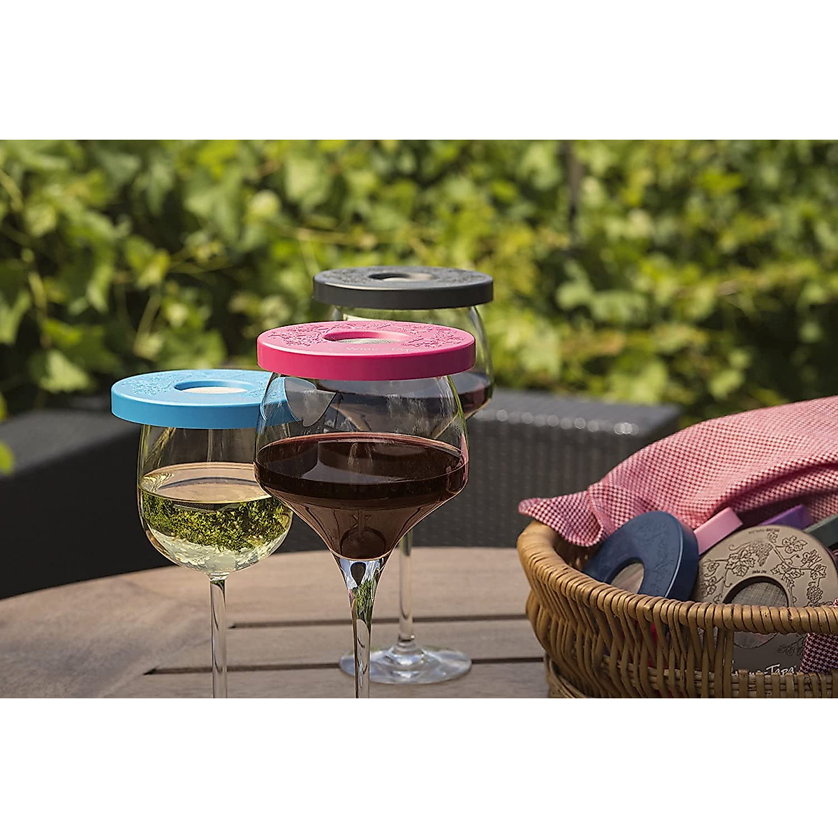 Wine Tapa Drinking Glass Covers-Keep Bugs Away from Wine Glasses Outdoors-Use as Cover for Coffee Mugs, Soda Cans, and Drinking Glasses, Set of 4 No Spill Drink Covers (Morning Glory)