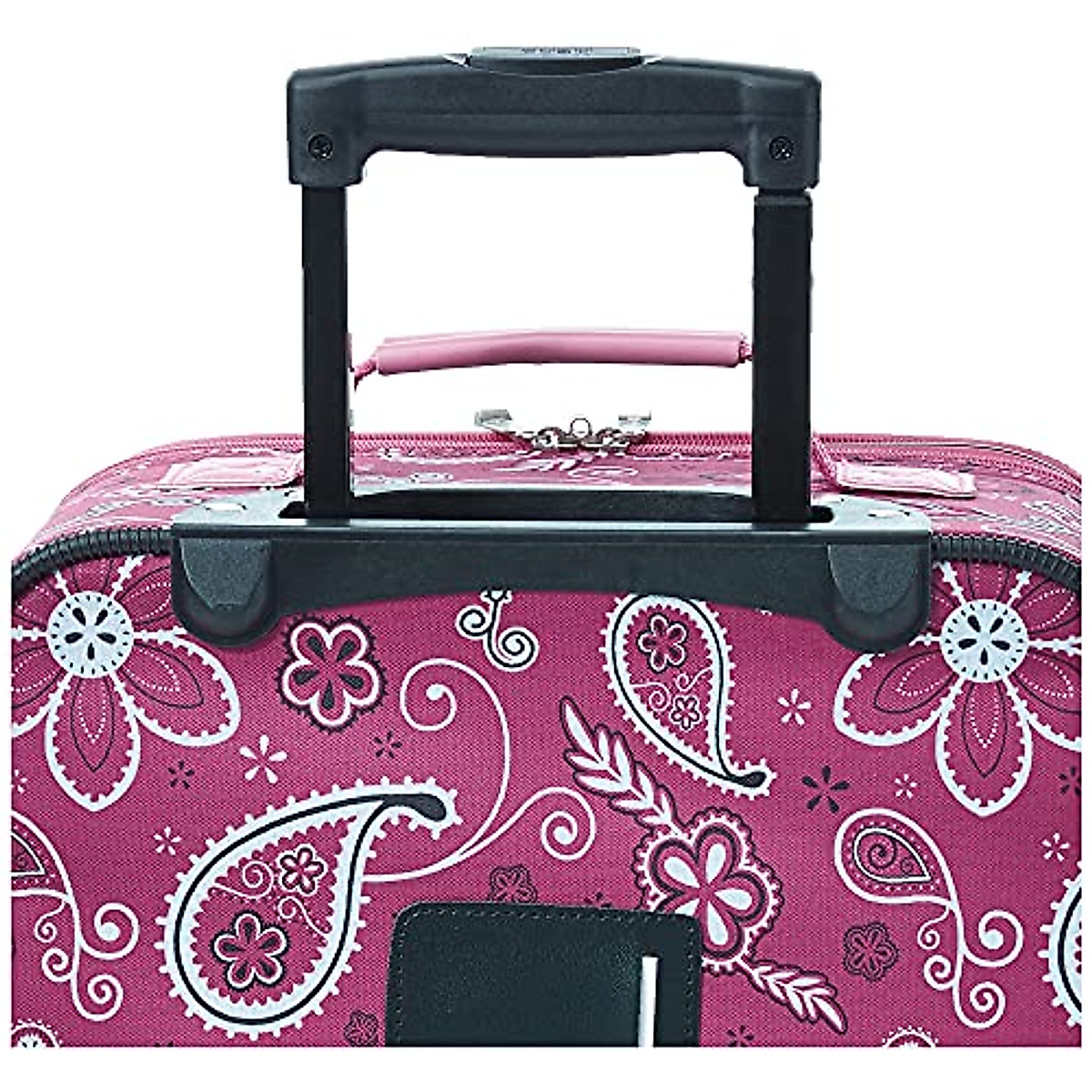 Rockland Fashion Softside Upright Luggage Set, Expandable, Wheel, Telescopic Handle, Pink Bandana, 2-Piece (14/19)