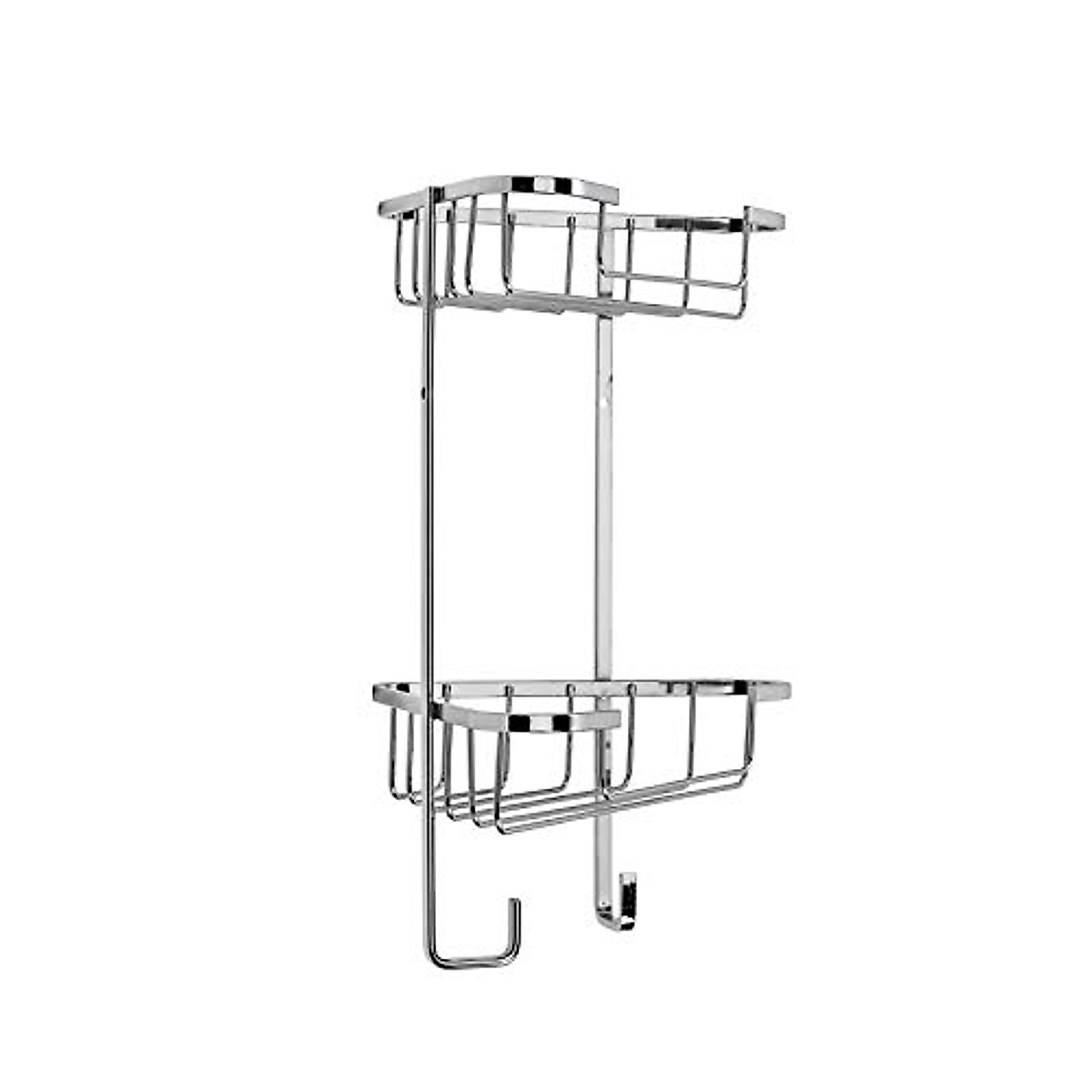Croydex Medium Chrome 2-Tier Corner Basket Shower Caddy, 5 Year Rust Free Guarantee