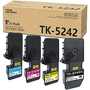 TK-5242 (TK5242) 4-Pack Toner: NUC Compatible TK5242K TK5242C TK5242M TK5242Y Toner Cartridge Replacement for Kyocera ECOSYS P5026cdw M5526cdn M5526cdw Printer (Black/Cyan/Magenta/Yellow)