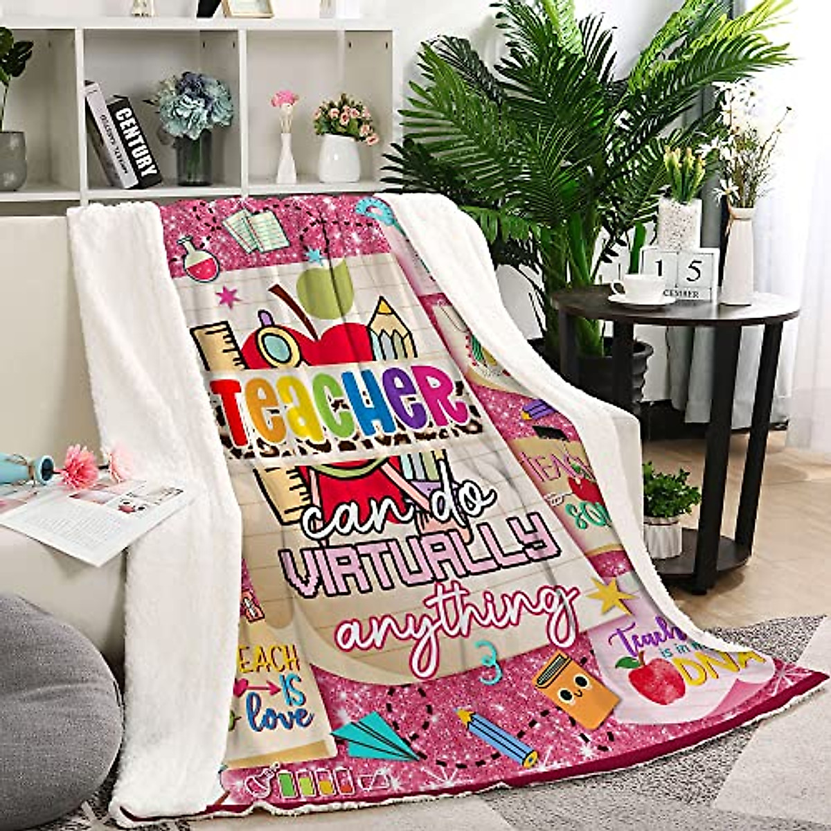 Teacher Gifts for Women Men,Teacher Appreciation Gifts, Teachers Day Graduation Retirement Gifts, Best Teacher Christmas Throw Blanket for Couch Bed 50 x 60 (FEN1,50"x 60")