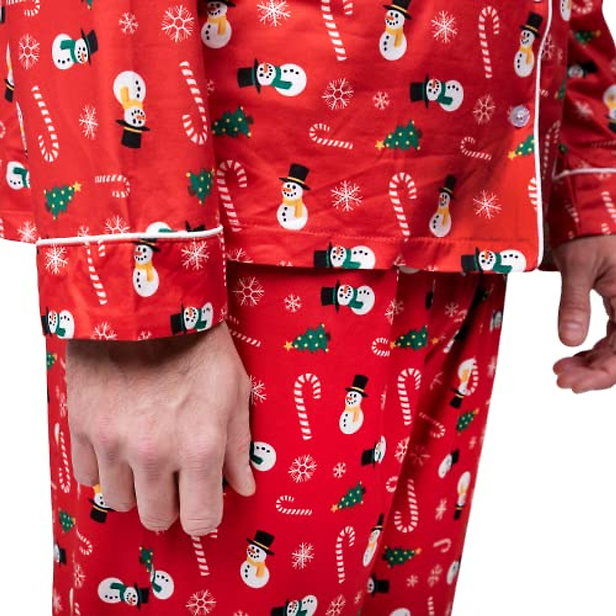 JOYIN Christmas Pajamas for Couples, Xmas Matching Family Pajamas Red Suit Set for Men, Snowman&Snowflake Holiday Pajamas Sleepwear Loungewear-XL